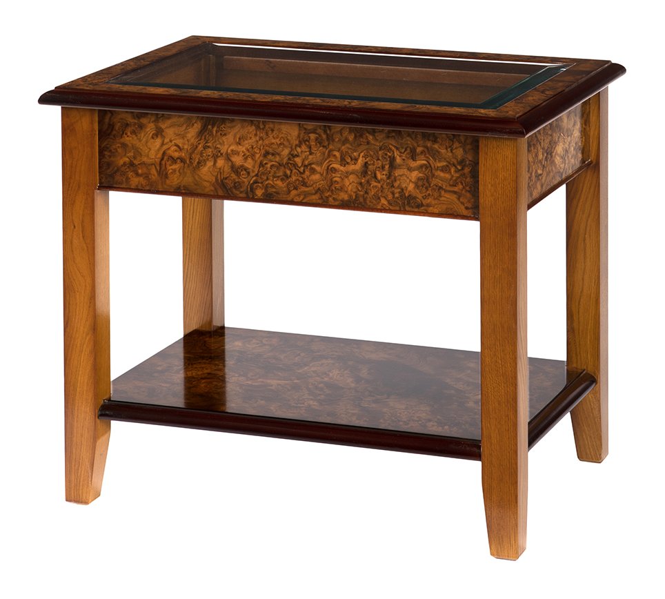 Walnut Collection Glass Top Coffee Table - Lees of Grimsby