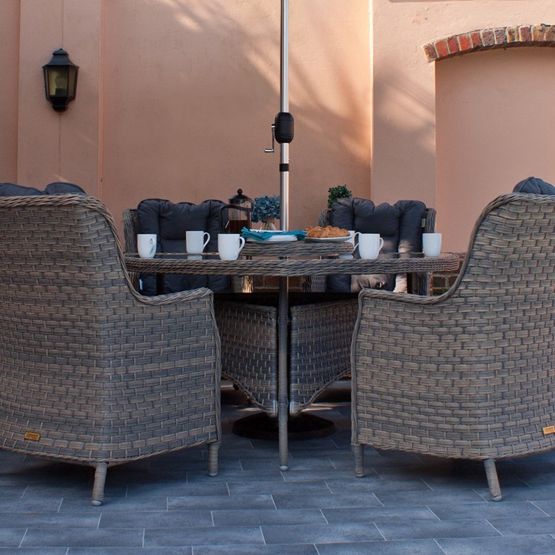 Triangular Garden Dining Table and 6 Wing back Dining Chairs - Lees of ...